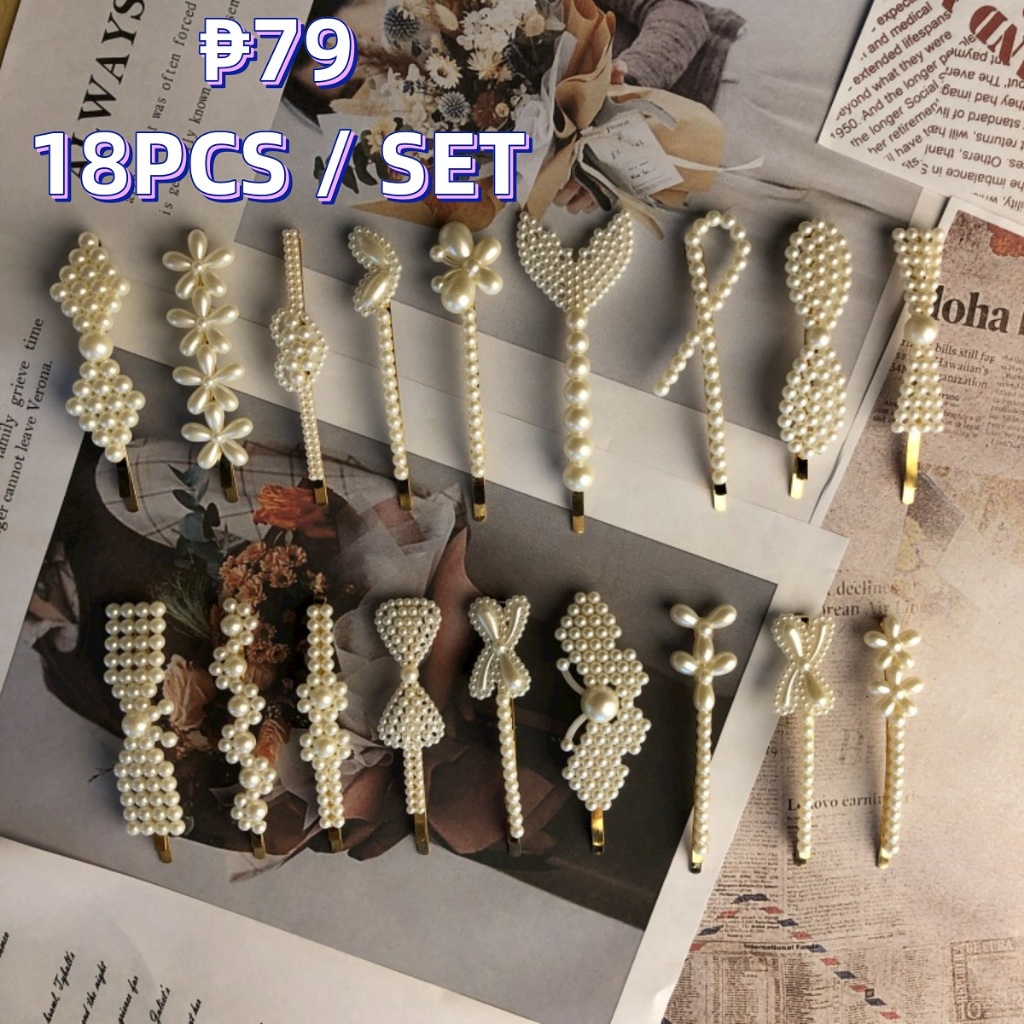 INS HOT 18pcs Set Hair Clips Pearl Duckbill Shape | Shopee Philippines