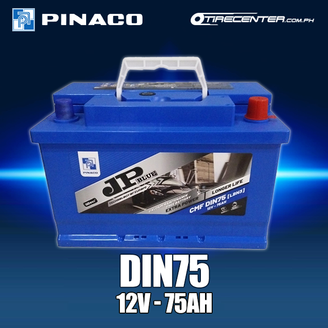 Pinaco JP Blue DIN75 Maintenance Free Car Battery 12V-75Ah Fits Montero, Ranger, Fortuner and ...