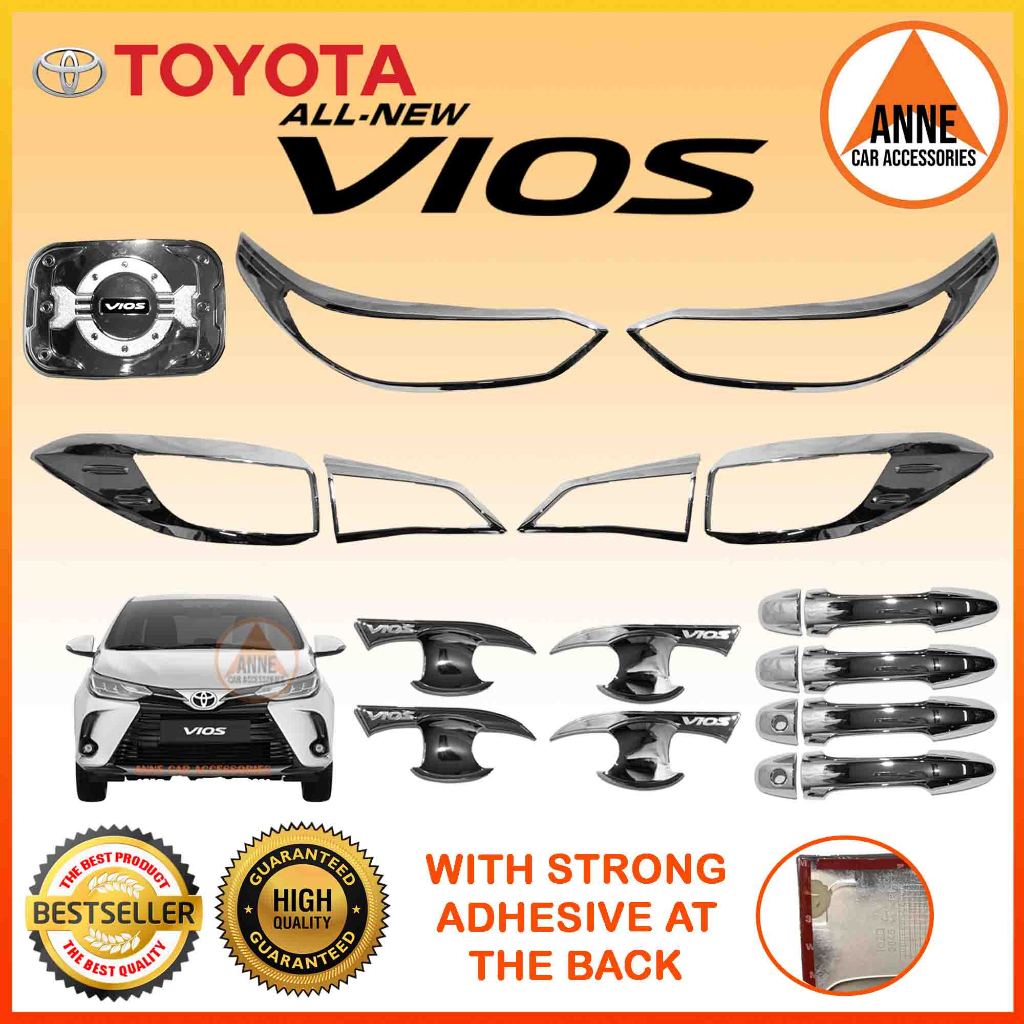 Toyota Vios 2018 2023 Gen 4 Black Chrome Combo Garnish Cover Set Toyota Vios Accessories Parts Shopee Philippines