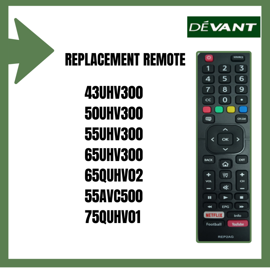 Devant Remote Control - 43UHV300, 50UHV300, 55UHV300, 65UHV300 ...