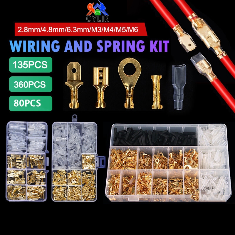 Gold and silver connector terminal set cold press terminal combination ...