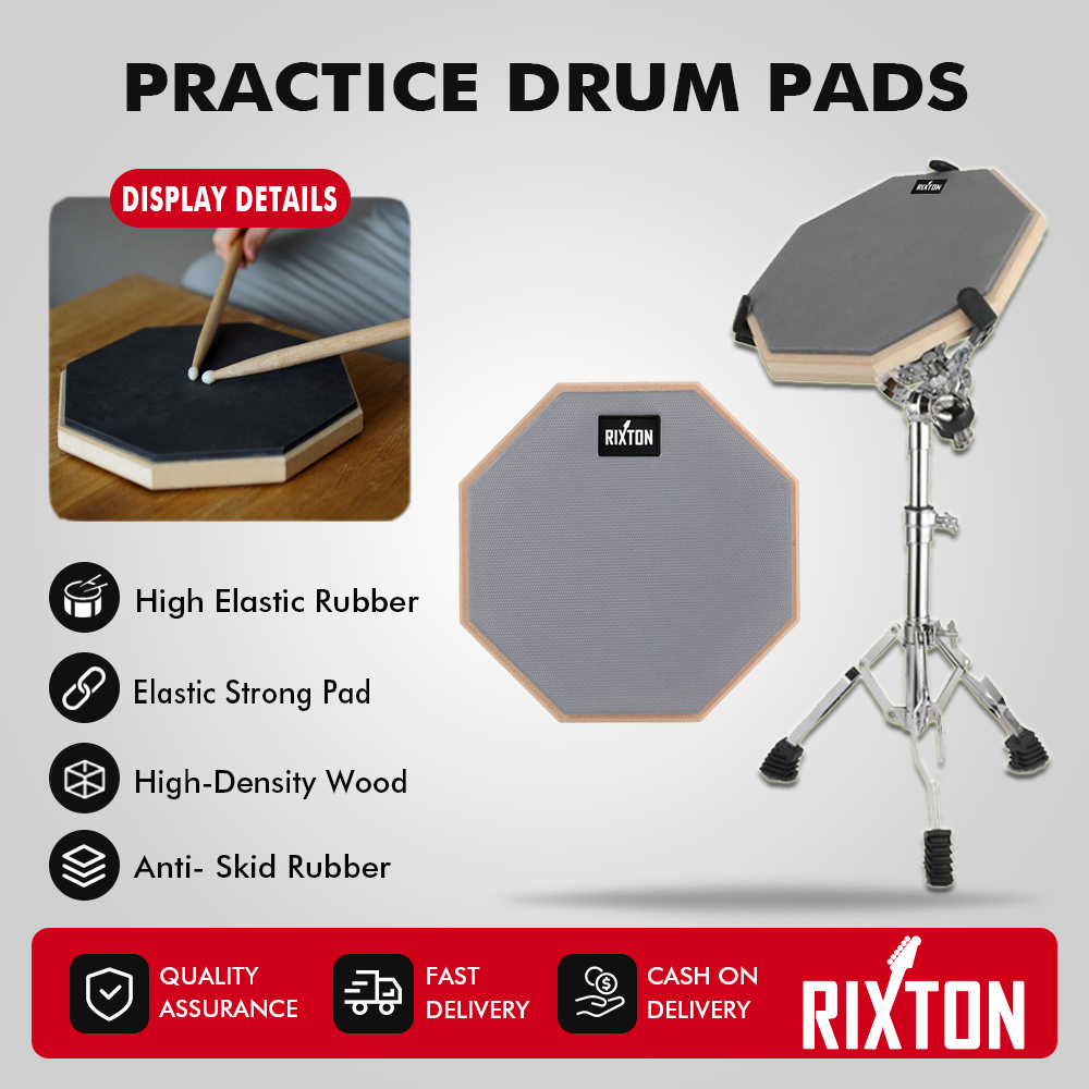 RIXTON Practice Drum Pad Training Drum for Beginners and Jazz Drums ...