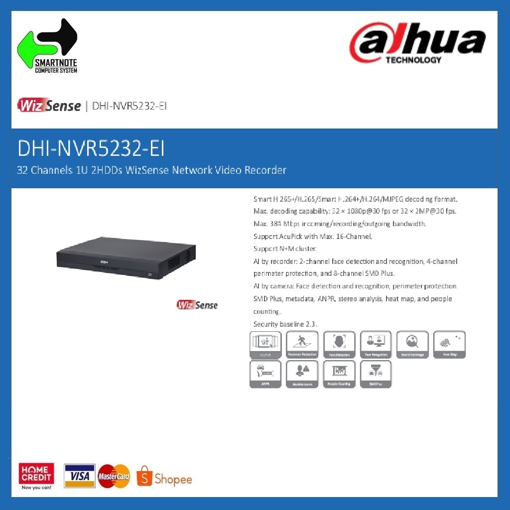 DAHUA NVR5232-EI Dahua 32CH 2HDD 1U NETWORK VIDEO RECORDER NVR | Shopee Philippines
