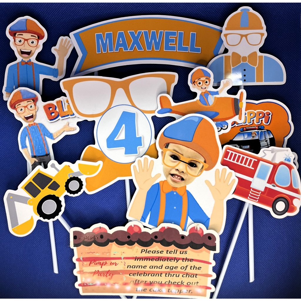 BLIPPI DESIGN CAKE TOPPER with personalized name and age of the ...