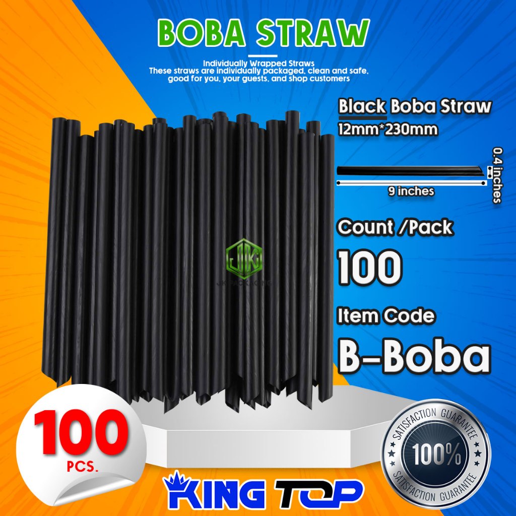 Black Boba Straw【 B-Boba 100 PCS】Black Boba Straws Jumbo | Shopee ...