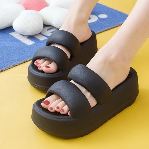2 IN 1 Chunky rubber slippers lightweight sandals women high heeled ...