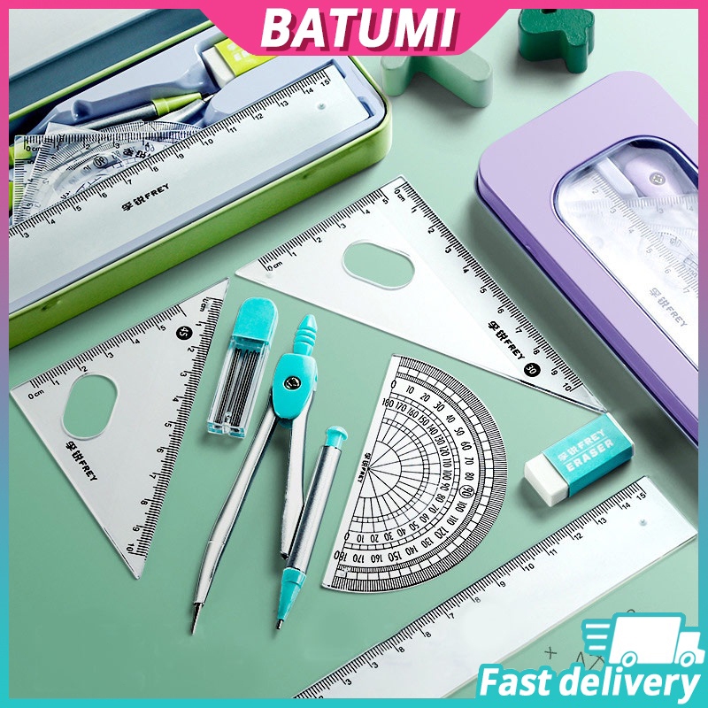 Geometry Compasses//Triangle Ruler/Ruler/Protractor Exam Drawing Math ...