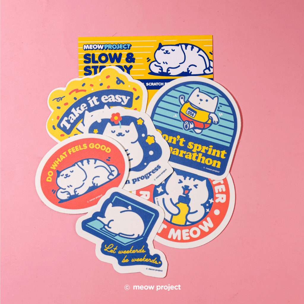 Meow Project Slow and Steady Waterproof Sticker Pack | Shopee Philippines