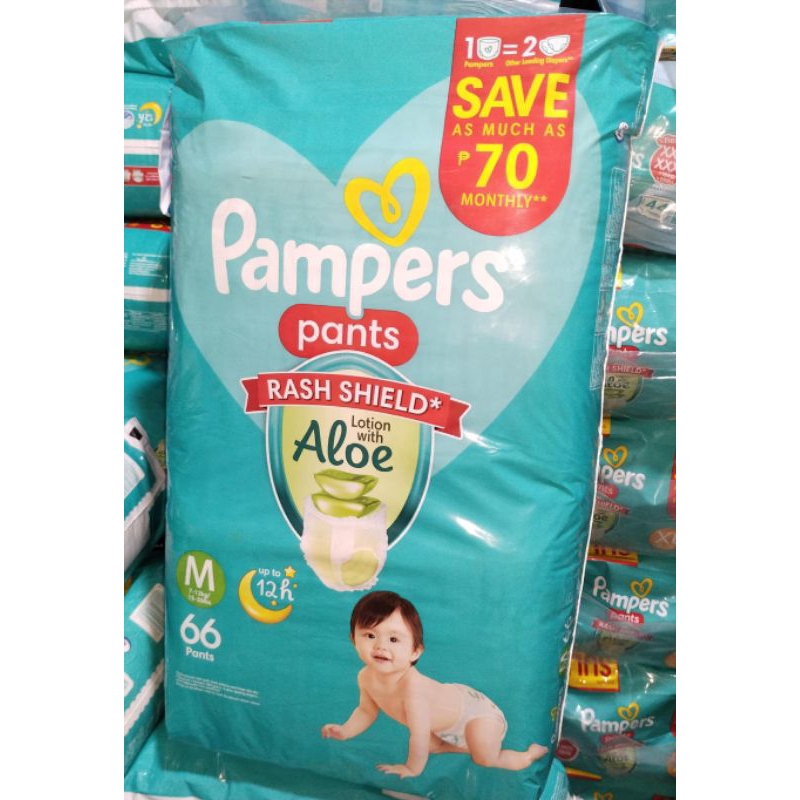 PAMPERS MEDIUM PANTS (66 PCS)(RASH SHIELD/BABY DRY) | Shopee Philippines