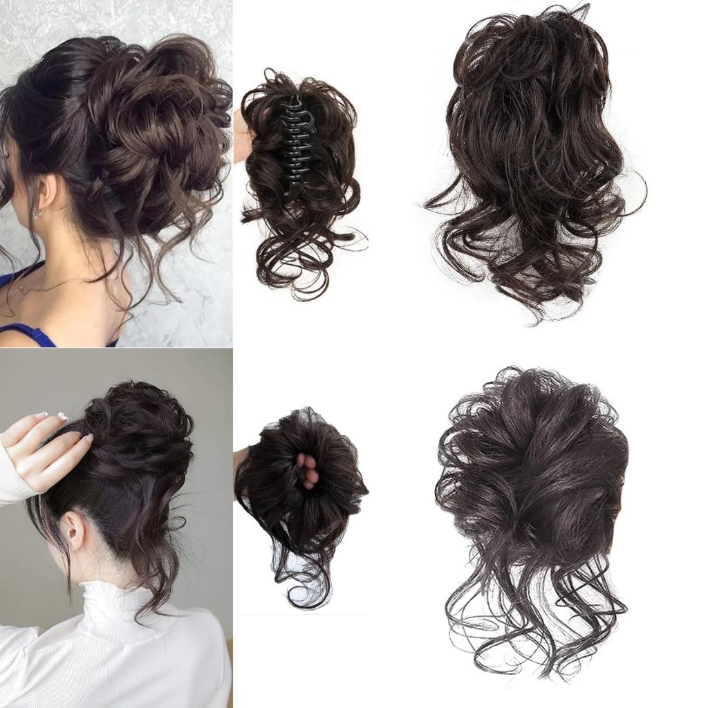 Hair clamp Extension Hair Piece Curly Wavy Faux Ponytail Hairpieces ...