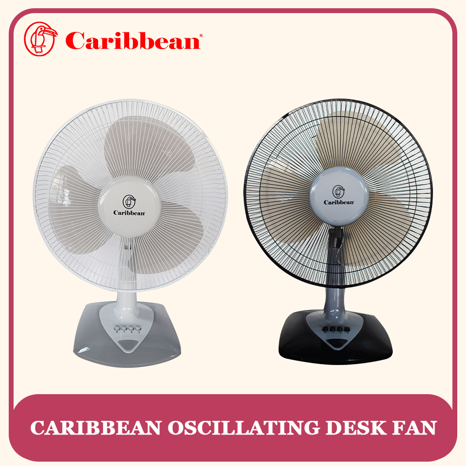 Caribbean Desk Fan CDF-16B 3Cloverleaf Blades, 16 Inches Oscillating ...