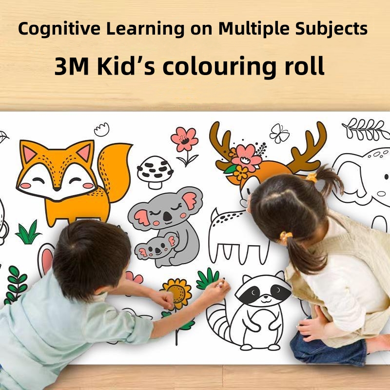 Cuttable 3M long drawing roll kindergarten kids colouring roll drawing ...