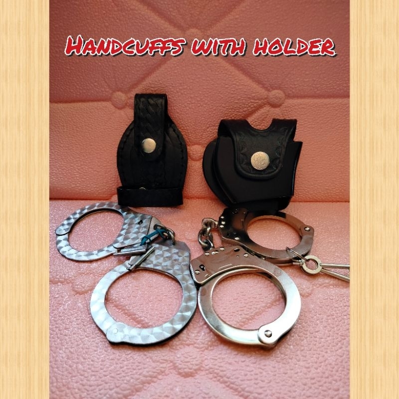 Professional used Handcuffs with holder PVC and Leather | Shopee ...