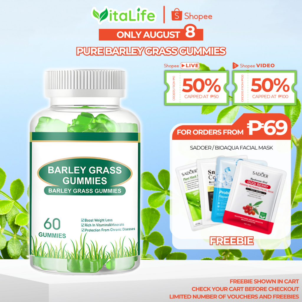 Barley Grass Gummies Organic, Pure Barley Multivitamin Helps Weight ...