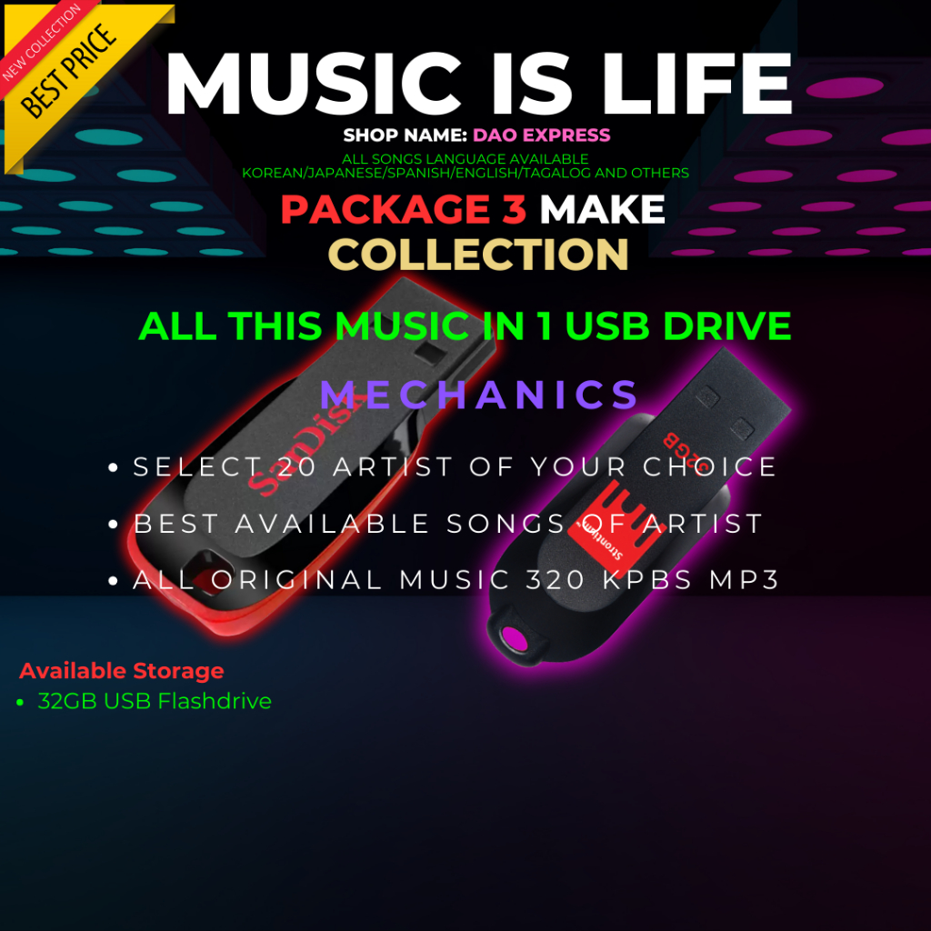 USB Flashdrive with SONG / MUSIC ; REQUEST 20 ARTIST | Shopee Philippines
