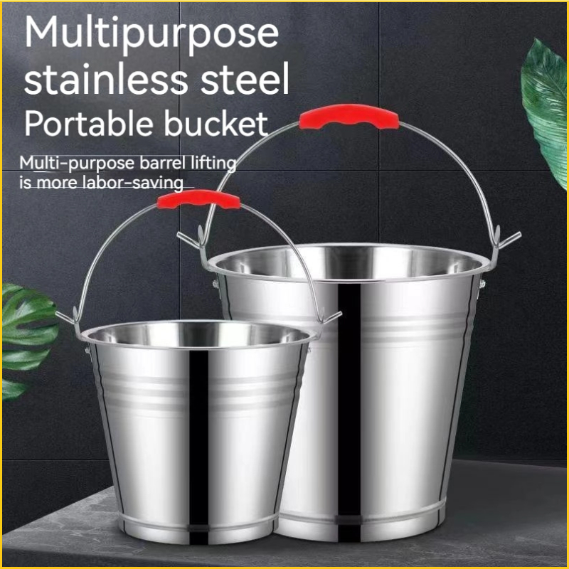 Stainless Steel Bucket Thickened Stainless Timba Hand Ice Bucket 5L 10L ...