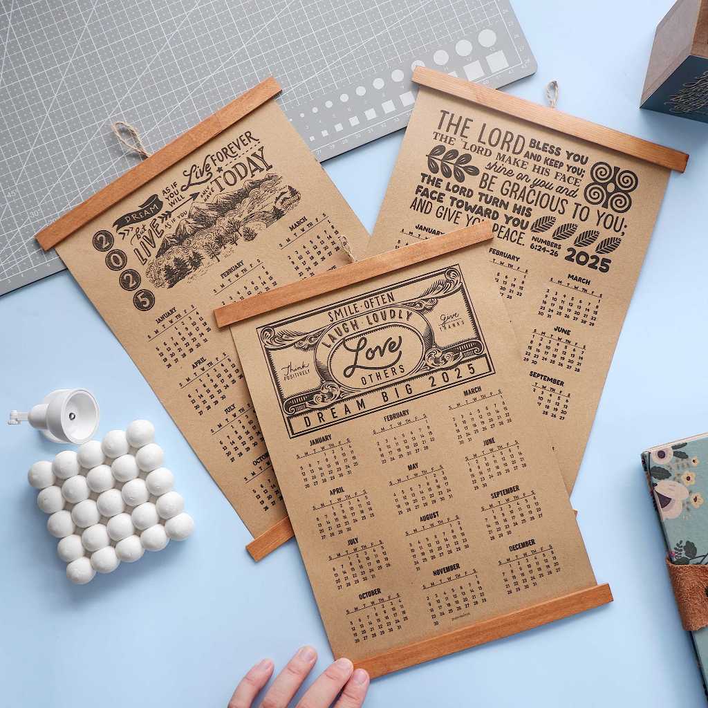 Papemelroti 2025 Scroll Calendar | Home Wall Decor | Gift ...