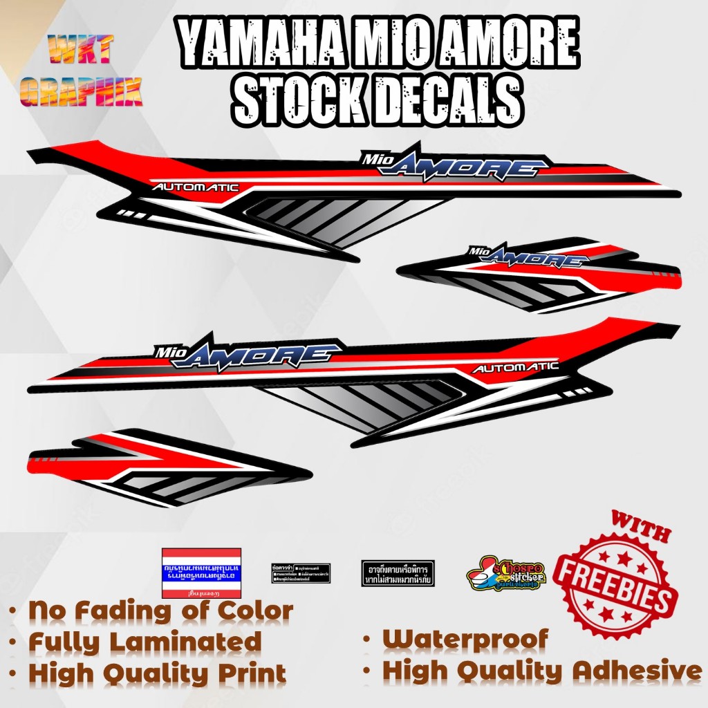 YAMAHA MIO AMORE STOCK DECALS (WATERPROOF, LAMINATED, FADE PROOF ...