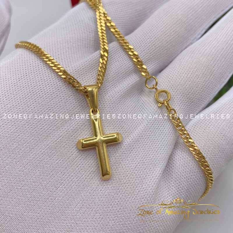 zoaj.ph Small Plain Cross Necklace with Japan Chain Round Lock Unisex ...