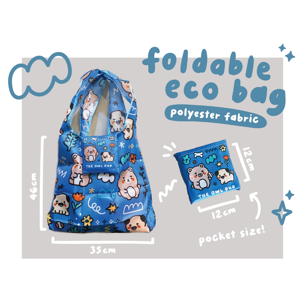 Lugh + Nut Foldable Eco Bag / Grocery Eco Bag / Pocket Tote Bag | Shopee Philippines