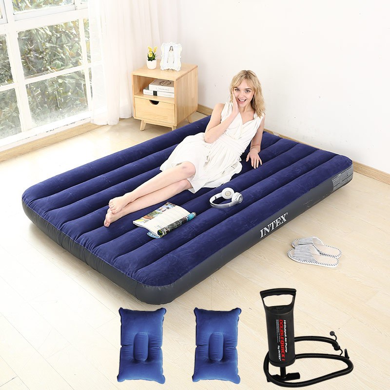 Intex 64765 Queen Dura-Beam Classic Downy Airbed w/ Handpump And pillow ...