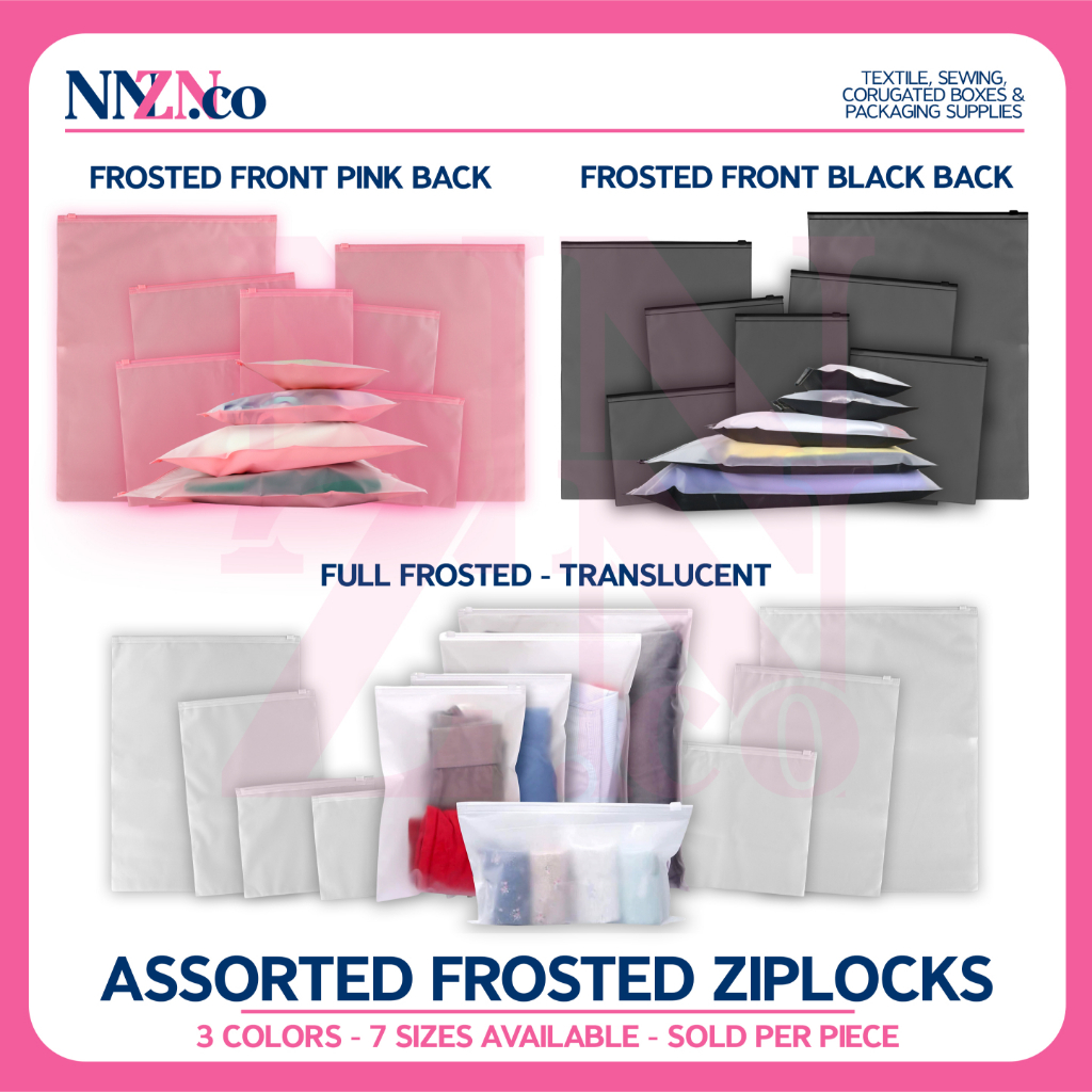 NNZN (Full Frosted, Black or Pink Back) Zip Bag Waterproof Plastic ...