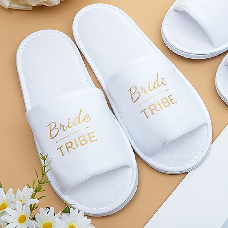 Bride wedding half toe exposed bridesmaid coral fleece slippers full ...