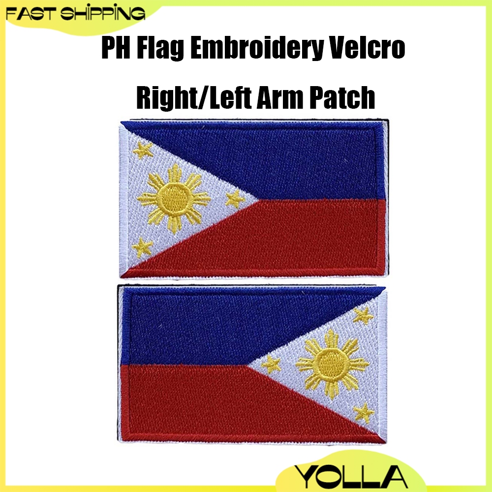 Right Arm PH Flag Embroidery Patch With Velcro For Uniform PH Flag ...