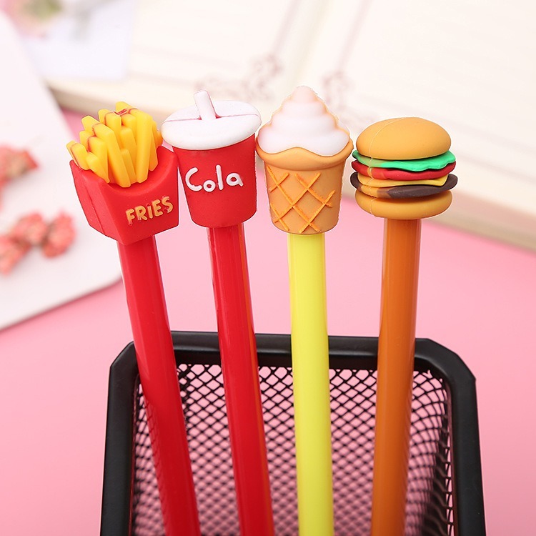 shape of popular fast foods design cartoon-themed gel pens | Shopee ...