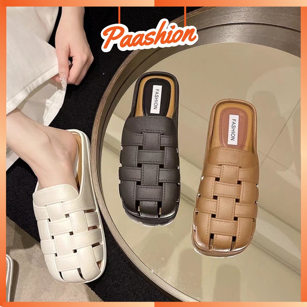 Paashion Closed Half Toe Flat Mules Rubber Footwear Cute Foot Wear For ...