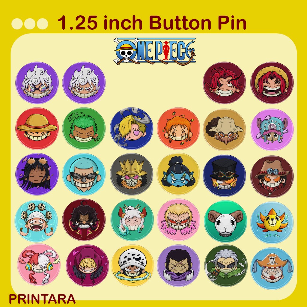One Piece | Gear 5 | Shanks | Button Pins | Printara | Shopee Philippines