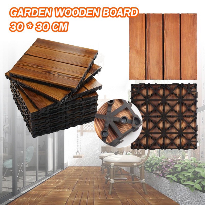 30x30cm PVC FLOOR DECKING TILES WOOD GREY BLACK COFFEE PLASTIC FLOOR ...