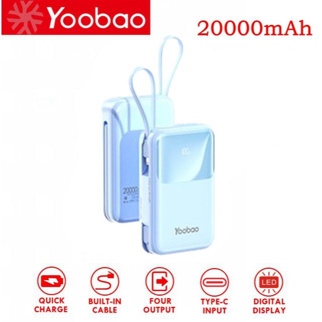 Yoobao Q18 20000mAh PD20W SCP22.5W Built-in Cable Multifunction Power ...