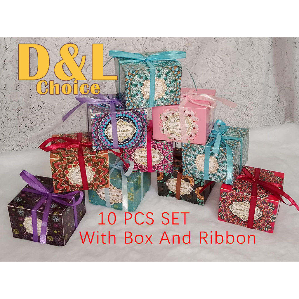 10 PCS w/BOX & RIBBON Scented Candle Wedding Gift Bath Gift Set Home ...