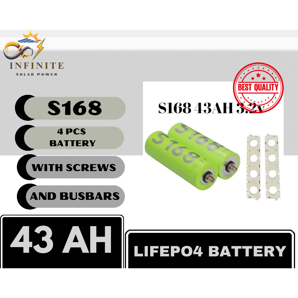 4 PCS!! ORIGINAL S168 Lifepo4 3.2v 43AH Lithium Phosphate Battery ...