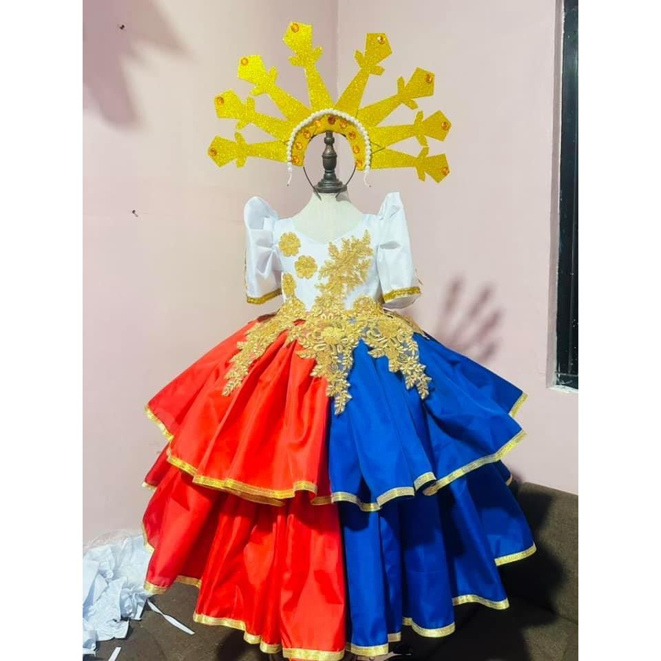 COD Filipiniana Philippine Flag Gown Big Crown Costume Gown Dress Cultural Dress for Program ...
