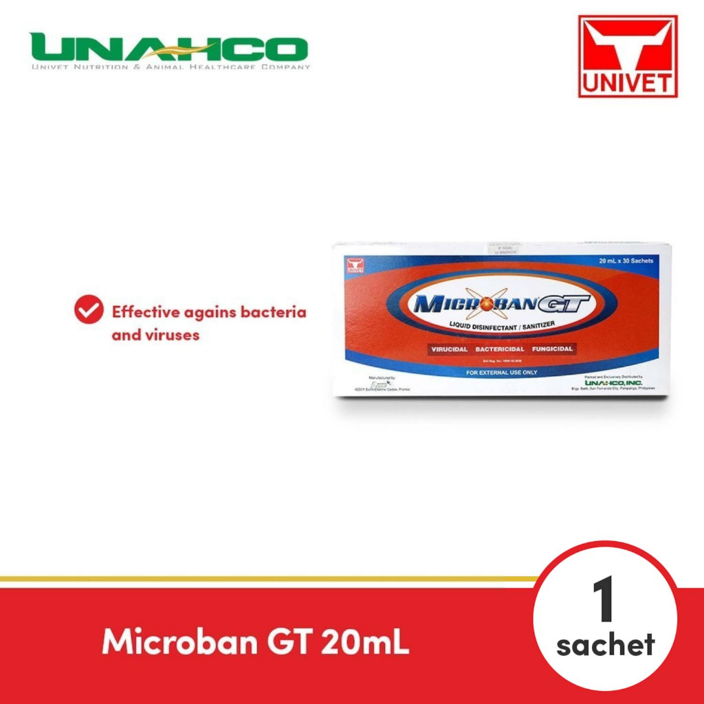 UNIVET Microban GT Liquid Disinfectant/Sanitizer 20mL - 1 sachet ...
