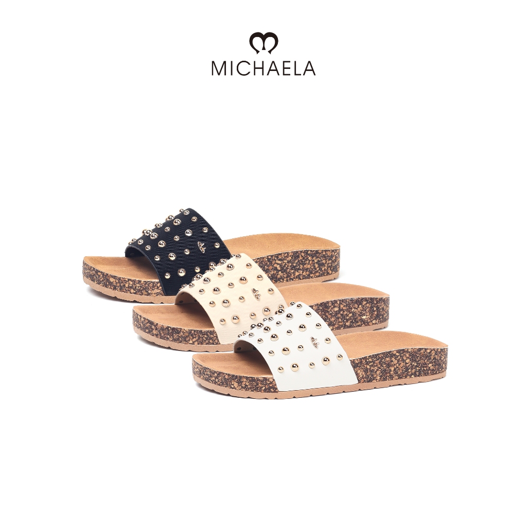 MICHAELA Golden Beans Accent Sandals Modern Ergonomic Sliders for ...