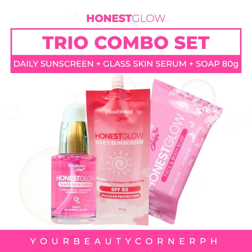 GLASS SKIN TRIO: 1 Glass Skin Soap + 1 Sunscreen + 1 Glass Skin Serum ...