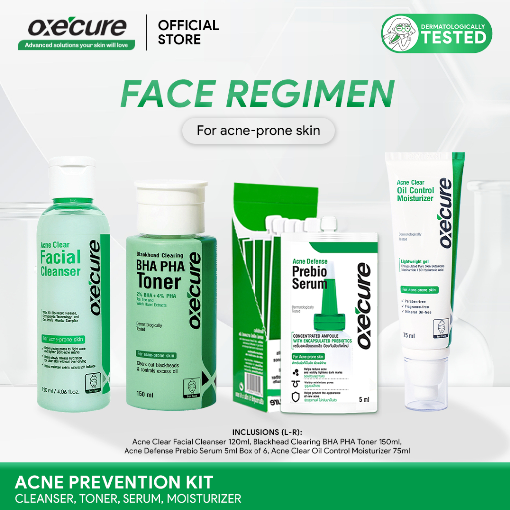 OXECURE Acne Prevention Kit (Cleanser, Toner, Serum, Moisturizer ...