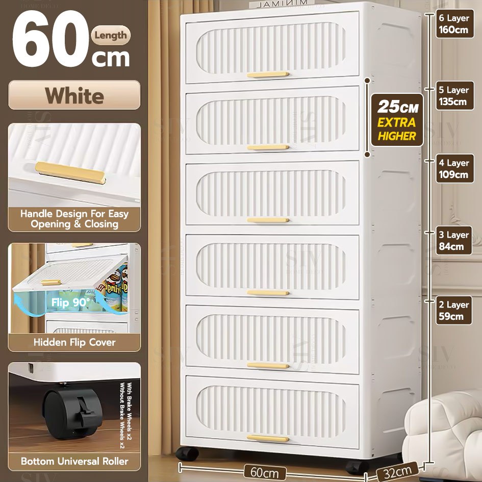 SIV 32-70cm Foldable Storage Cabinet With Flip Door Plastic Storage Box ...