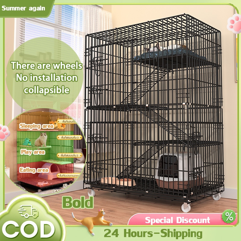 【Super Bold】Cat Cage pet cage 3/4 Layer easy assemble Foldable Pet Cage ...