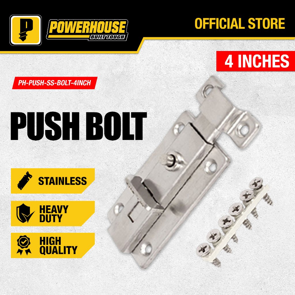 Powerhouse Push Stainless Bolt with Screw 4" PHDH | Shopee Philippines