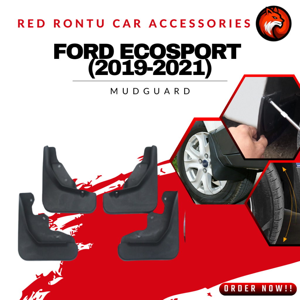 Ford Ecosport (2019-2022) Mud Guards | 4‑Piece Splash Guard Kit — OEM‑Style PP/TPE Protection ...
