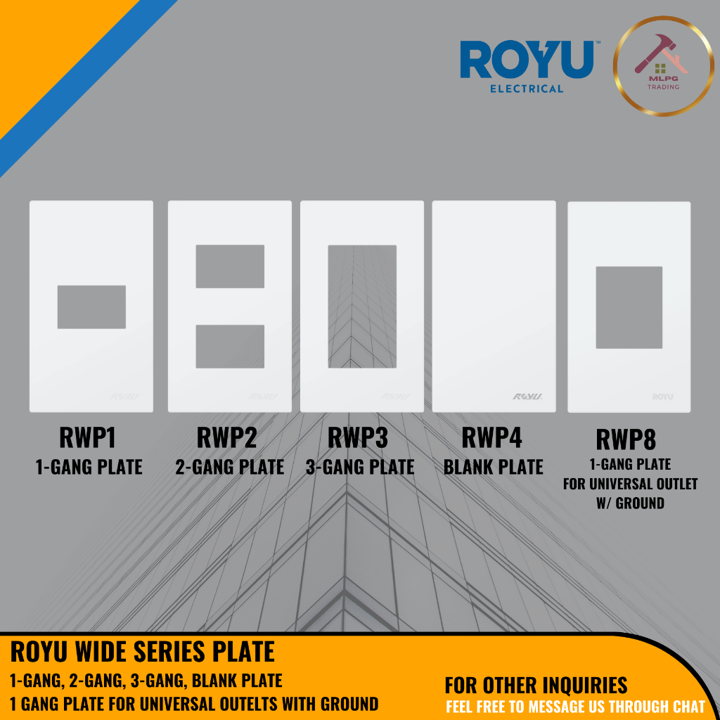 Royu Wide Series Switches Plate | 1-Gang, 2-Gang, 3-Gang, Blank Plate ...