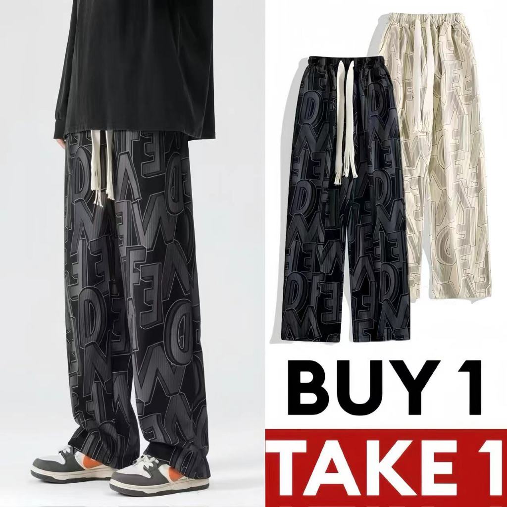 【BUY 1 TAKE 1】Trendy casual long pants for men High Quality Baggy ...