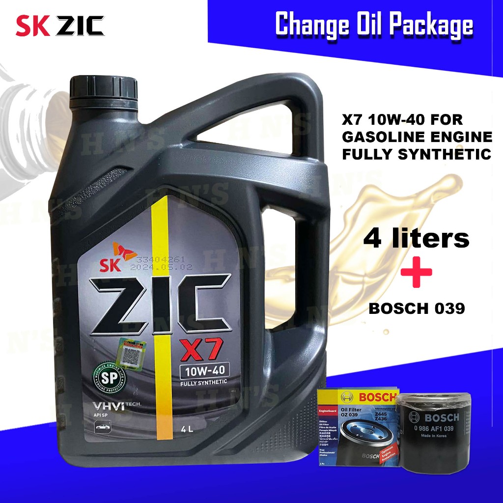 SK ZIC X7 10W-40 Fully Synthetic Oil Change Bundle for Mazda 2, 3, Skyactiv-G 4L with Oil Filter ...