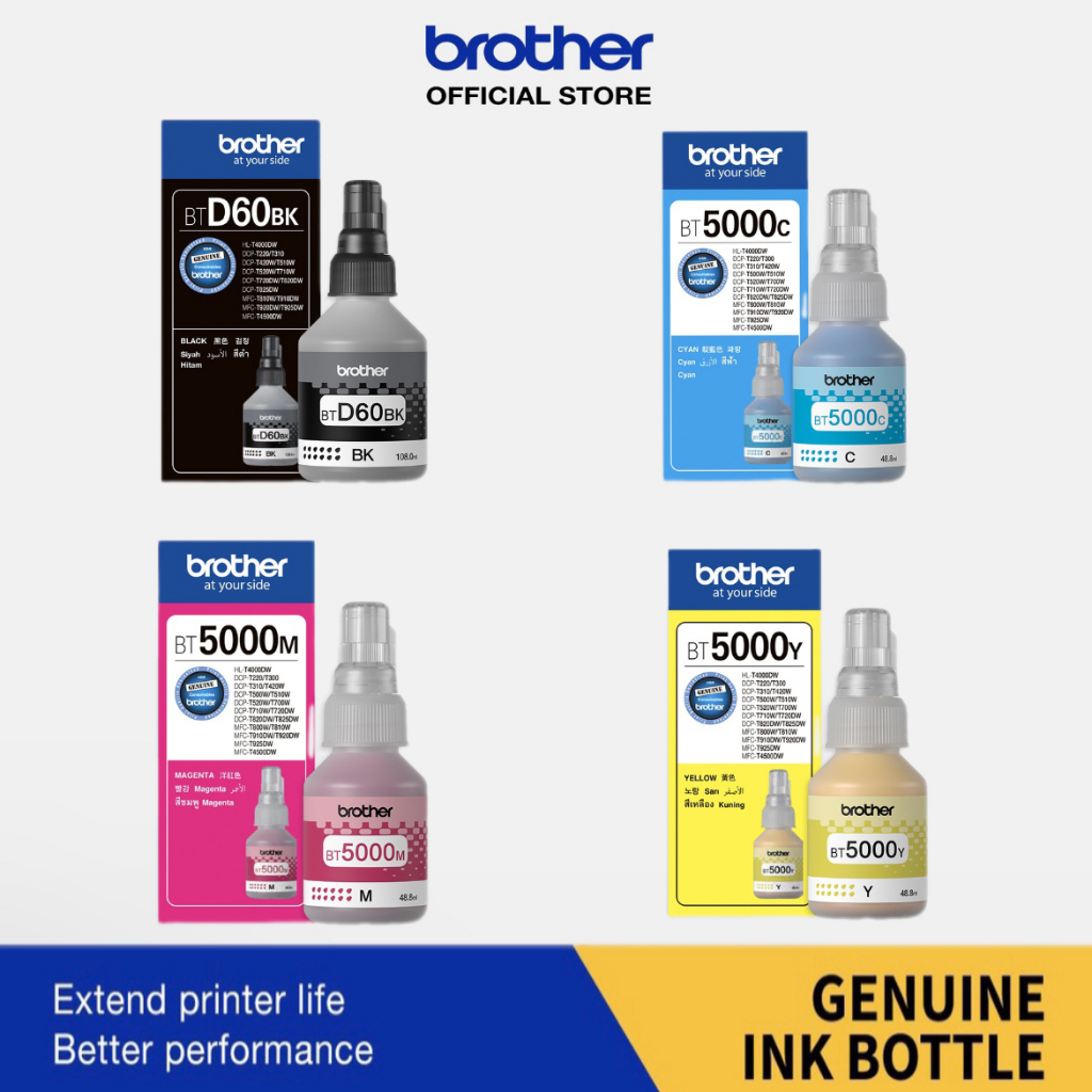 Brother Genuine Ink Bottle Bt5000 Bt6000 Btd60 D60 | Shopee Philippines