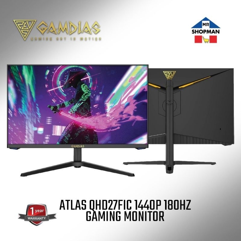 Gamdias Atlas QHD27FIC 27" IPS 1440p 180Hz FLAT Gaming Monitor | Shopee ...