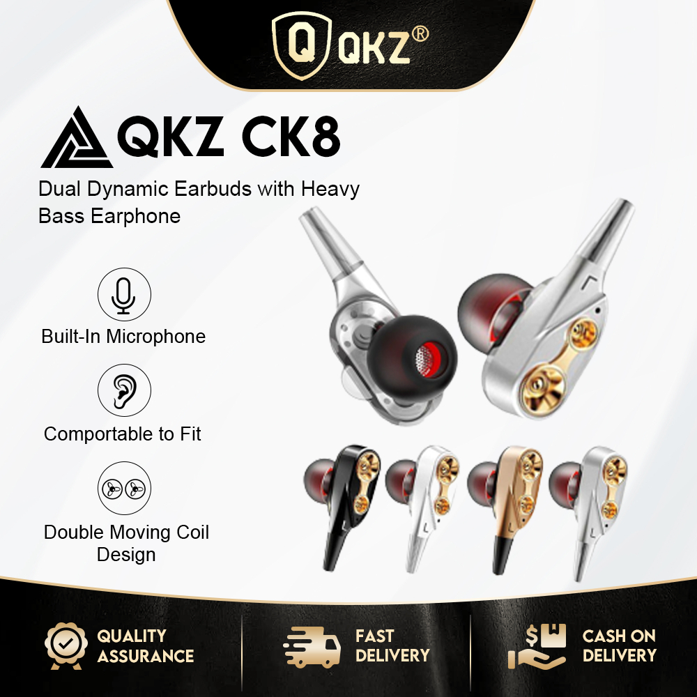 Qkz Ck9 / Ck8 Sport Earphone Dual Moving Coil In-Ear Headset Heavy Bass Stereo Earphones ...